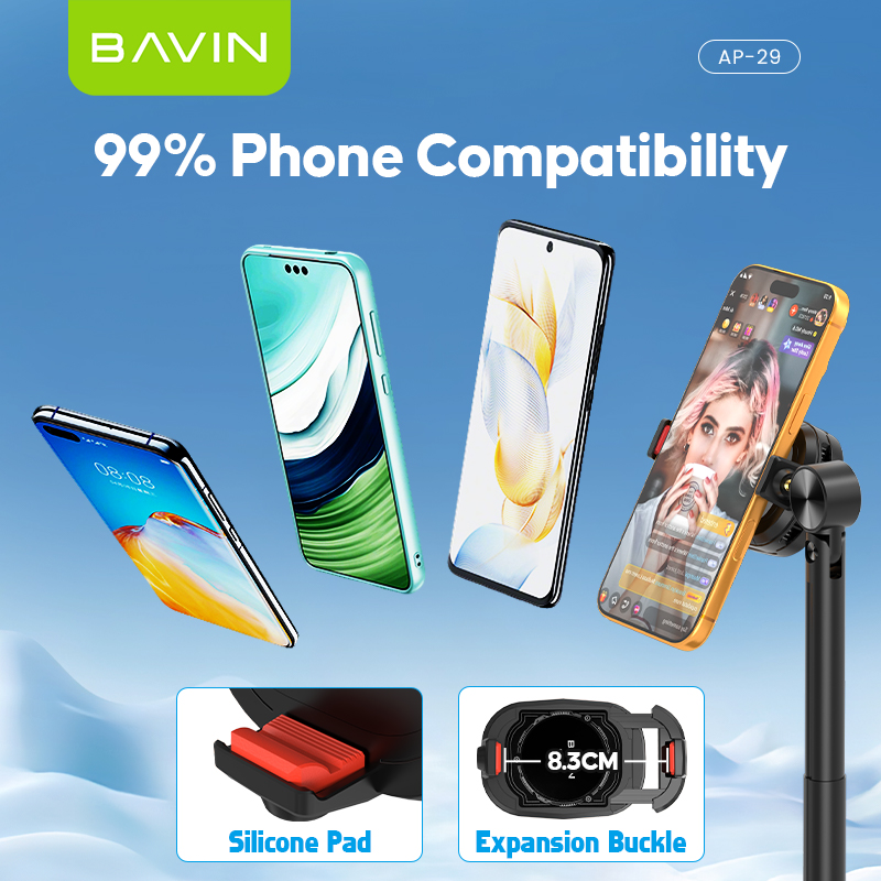 BAVIN P29 2in1 Adjustable Desktop Phone Stand w/ RGB -3 °C Fast Cooling ...