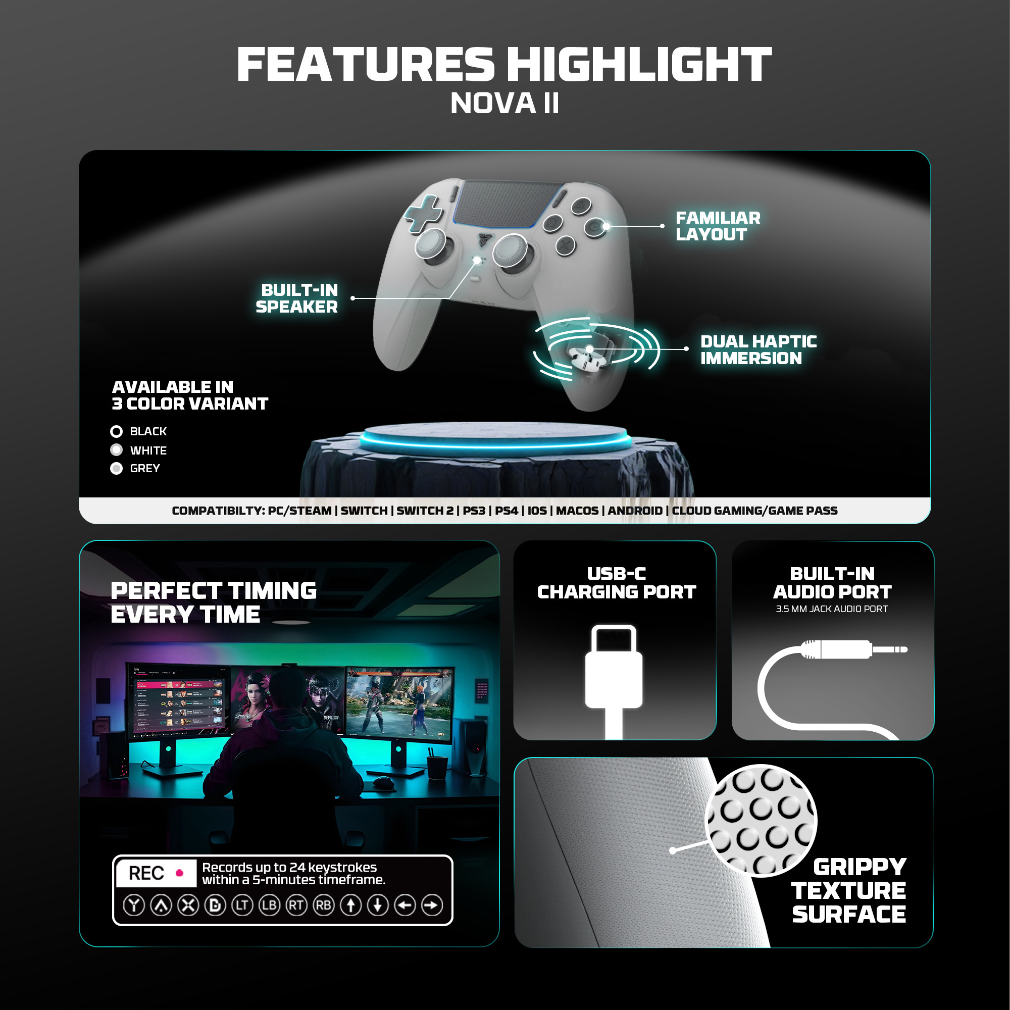 Fantech Nova II WGP16 Wireless Gamepad Bluetooth Controller for PC ...