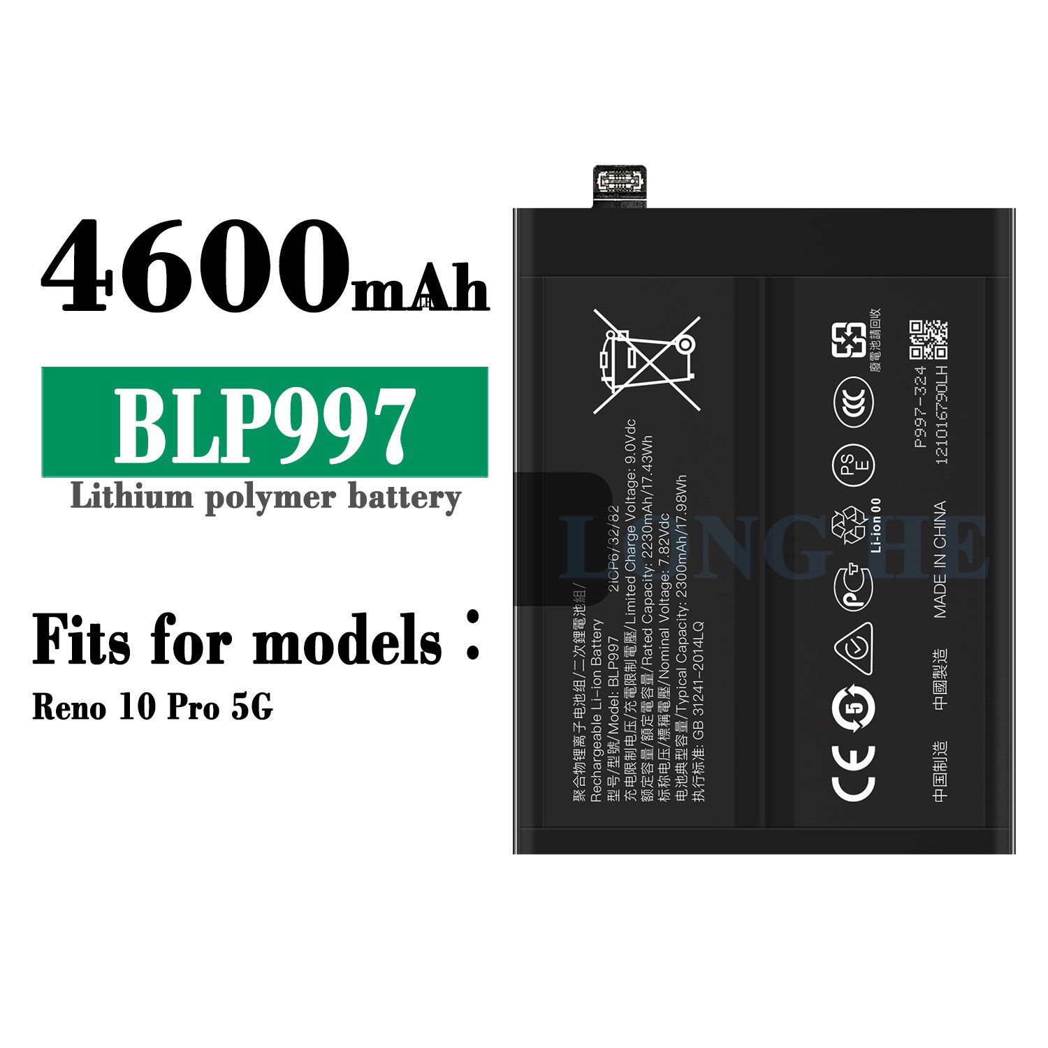 OP Reno 10 Pro 5G BLP997 CPH2525 Lithium Polymer Battery | Shopee ...