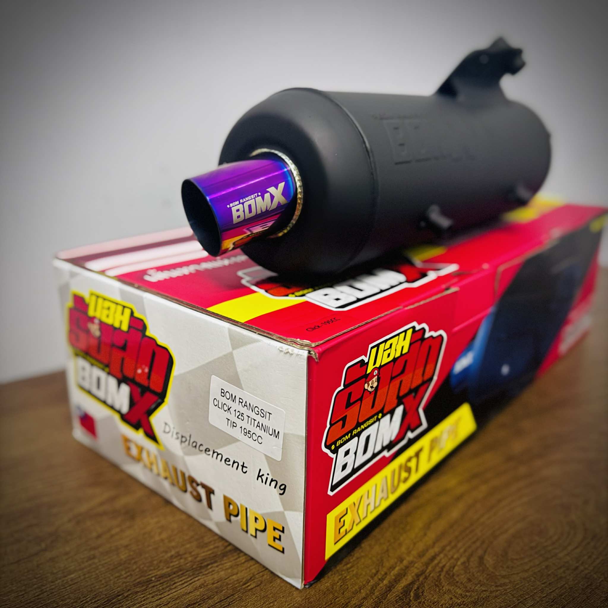 BOM RANGSIT BomX Exhaust Pipe for CLICK Titanium Tip 195cc | Shopee ...