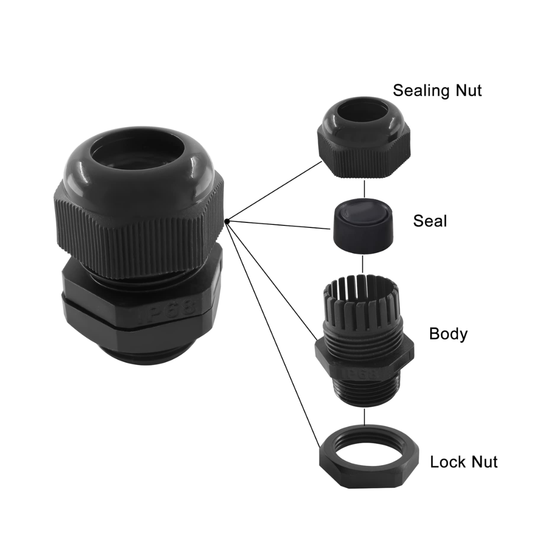 (5PCS) Waterproof Nylon Cable Gland Connector IP68 M8 M10 M12 M16 M20 1 ...