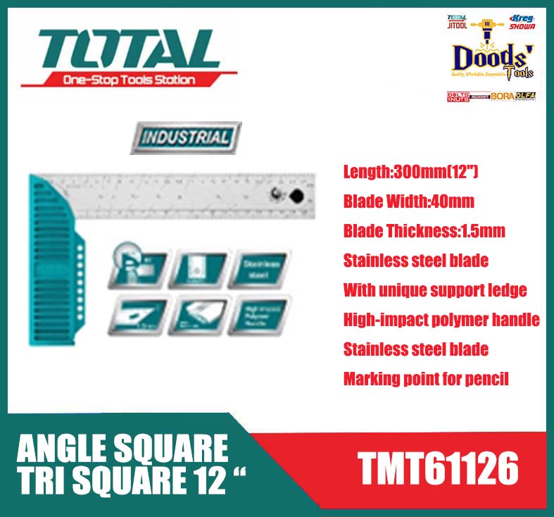 TOTAL ANGLE SQUARE / CARPENTRY SQUARES / TRY SQUARE 12 INCH (300MM ...