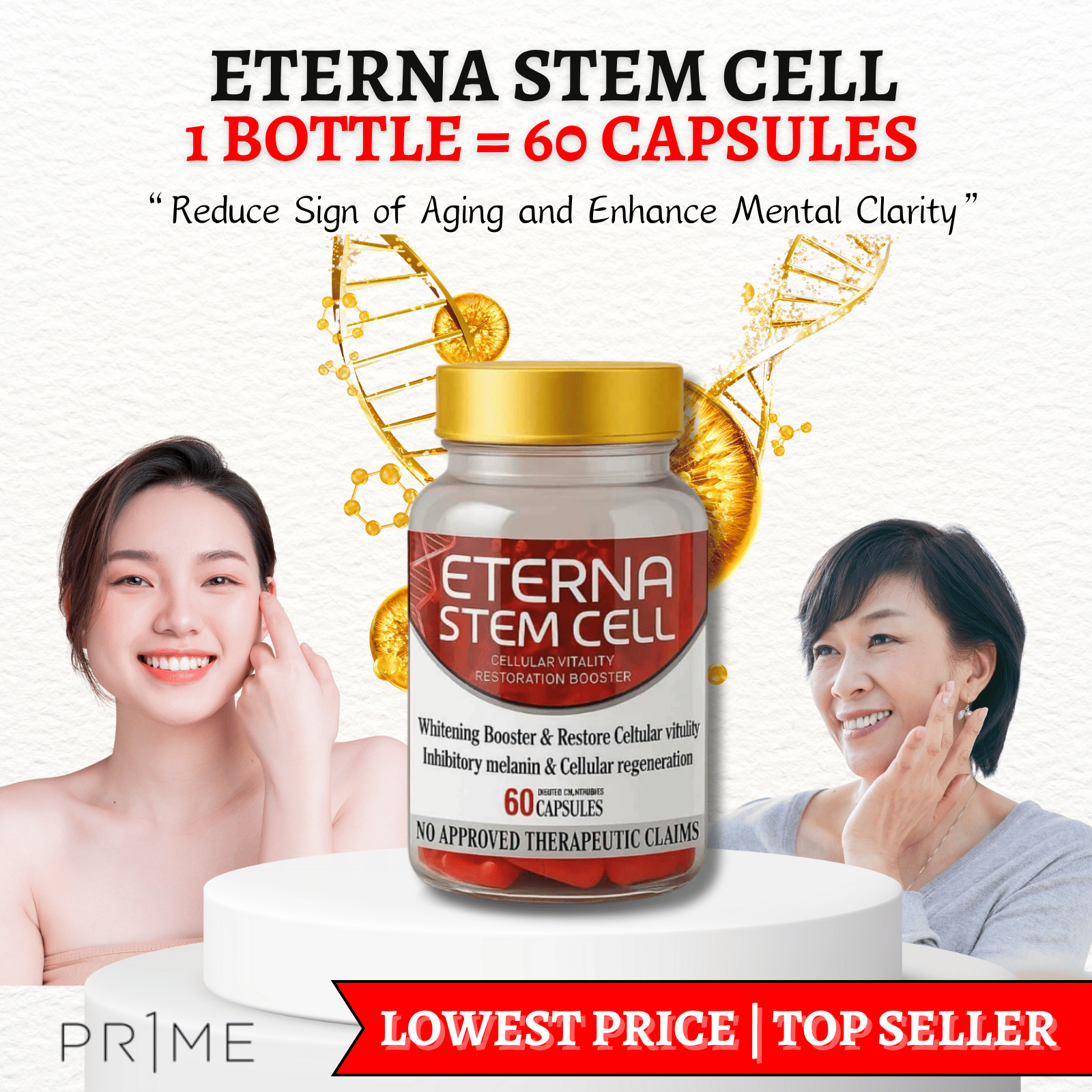 Eterna Stem Cell l Reduce Sign of Aging l Enhance Skin Cell l 1 Bottle ...