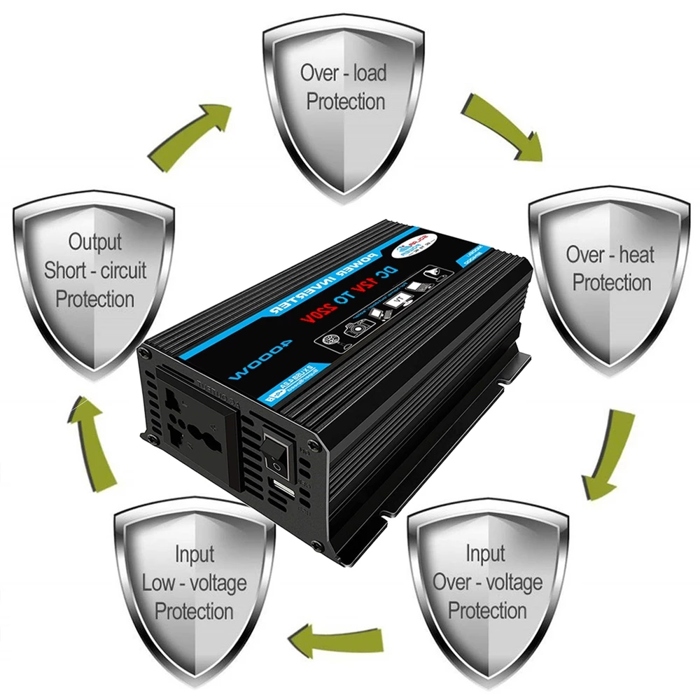 Car Power Inverter DC 12V to AC 220V DC Power Inverter 12000W Modified ...