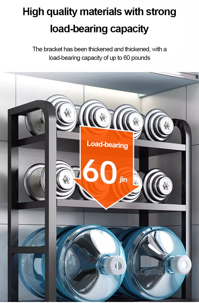 Kitchen Condiments Organizer Rack 2/3 Layer Carbon Steel+Wood Shelf for ...