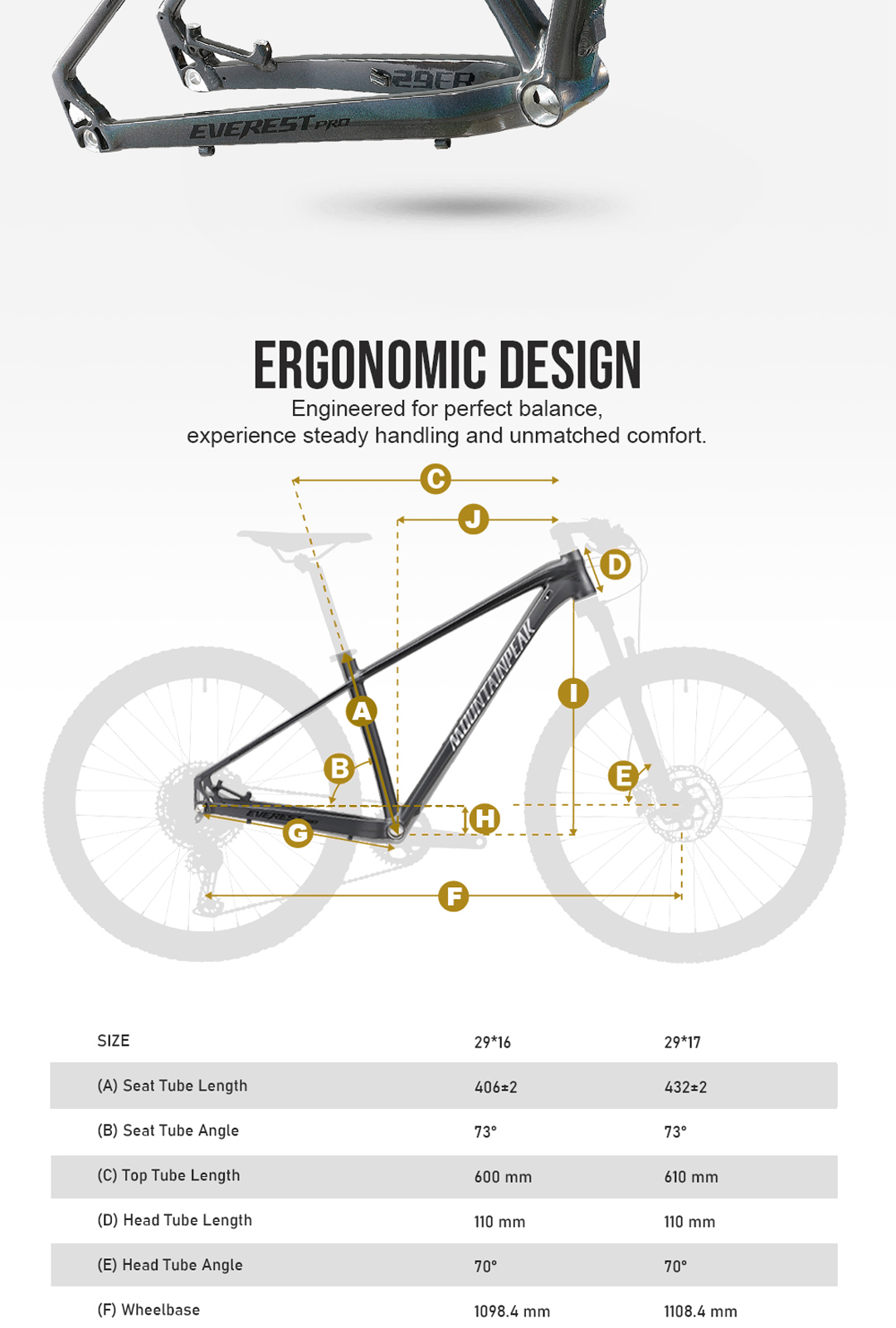 MOUNTAINPEAK FRAME EVEREST PRO Aluminum Alloy 29er Medium Lightweight ...