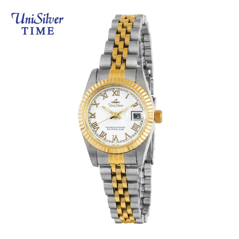 UniSilver TIME Women's Small Silver /Gold /White Analog Stainless steel ...