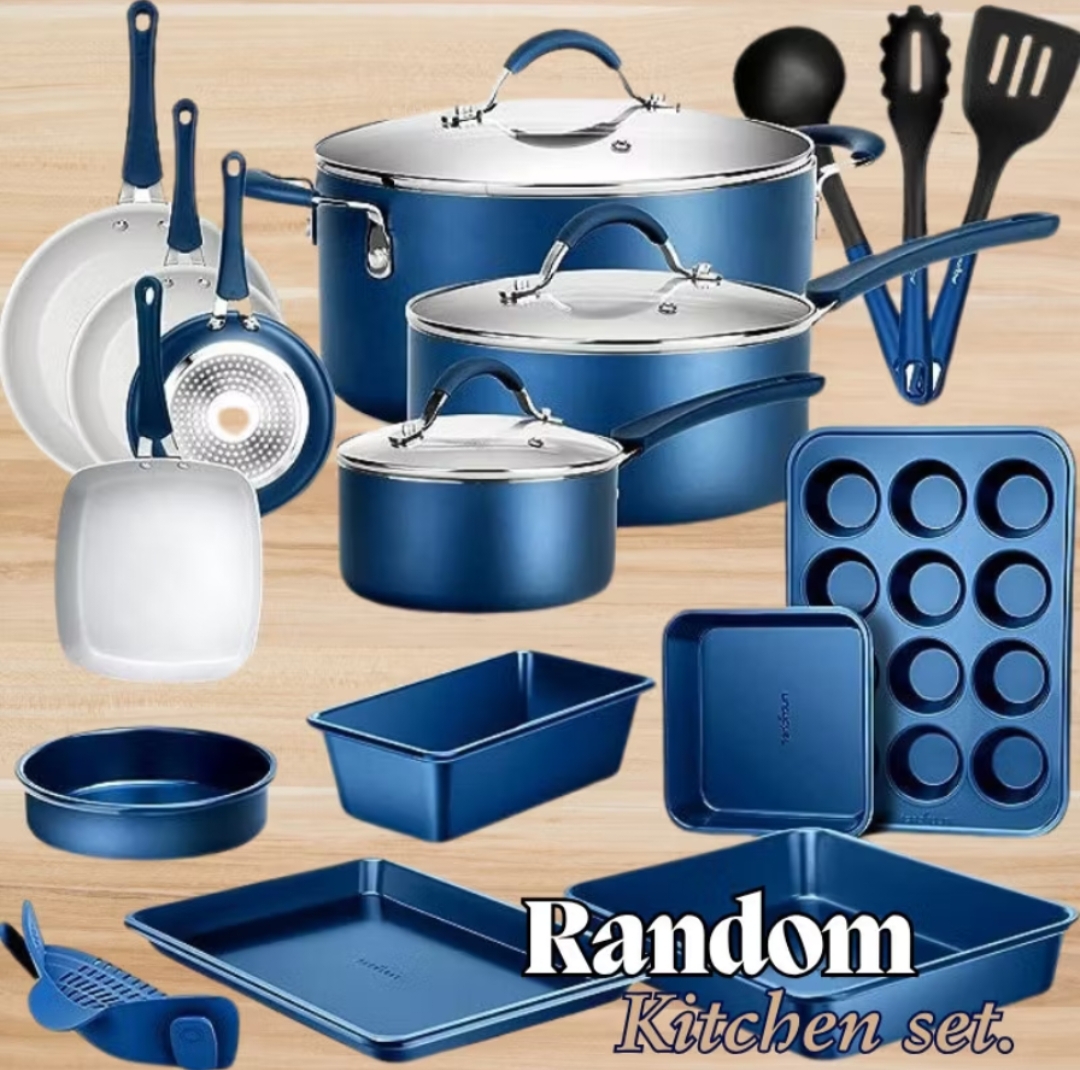Non Stick Ceramic Cookware Set, Healthy Pot And Flat Bottomed Pot Set ...