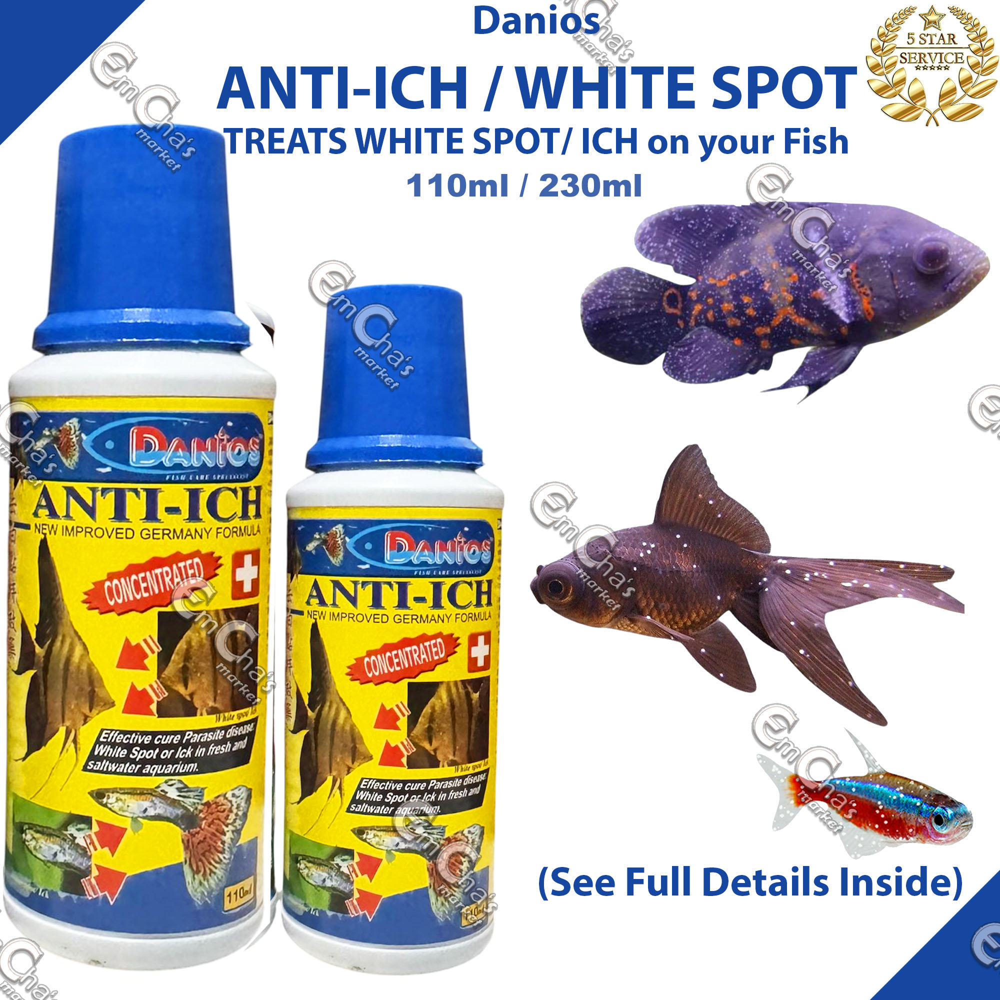 (CHOOSE SIZE) Danios Anti-Ich White Spot Concentrated Fish Ich ...