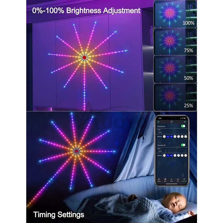 Smart LED Firework Lights – 5050 RGB Strip, Music Sync, Dream Color ...