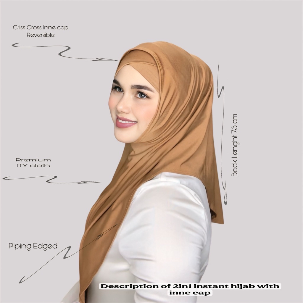 AMARAH 2in1 Instant Hijab With Dual Inner Crisscross and Straight ...