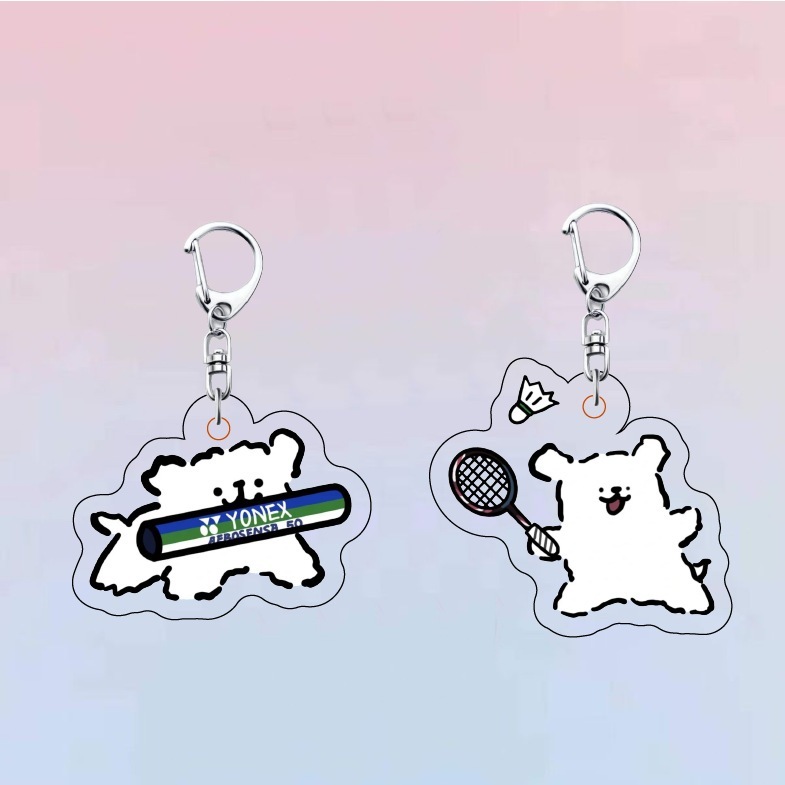 YONEX Badminton Keychain Mini Metal Racket Shuttlecock Cartoon Charm ...