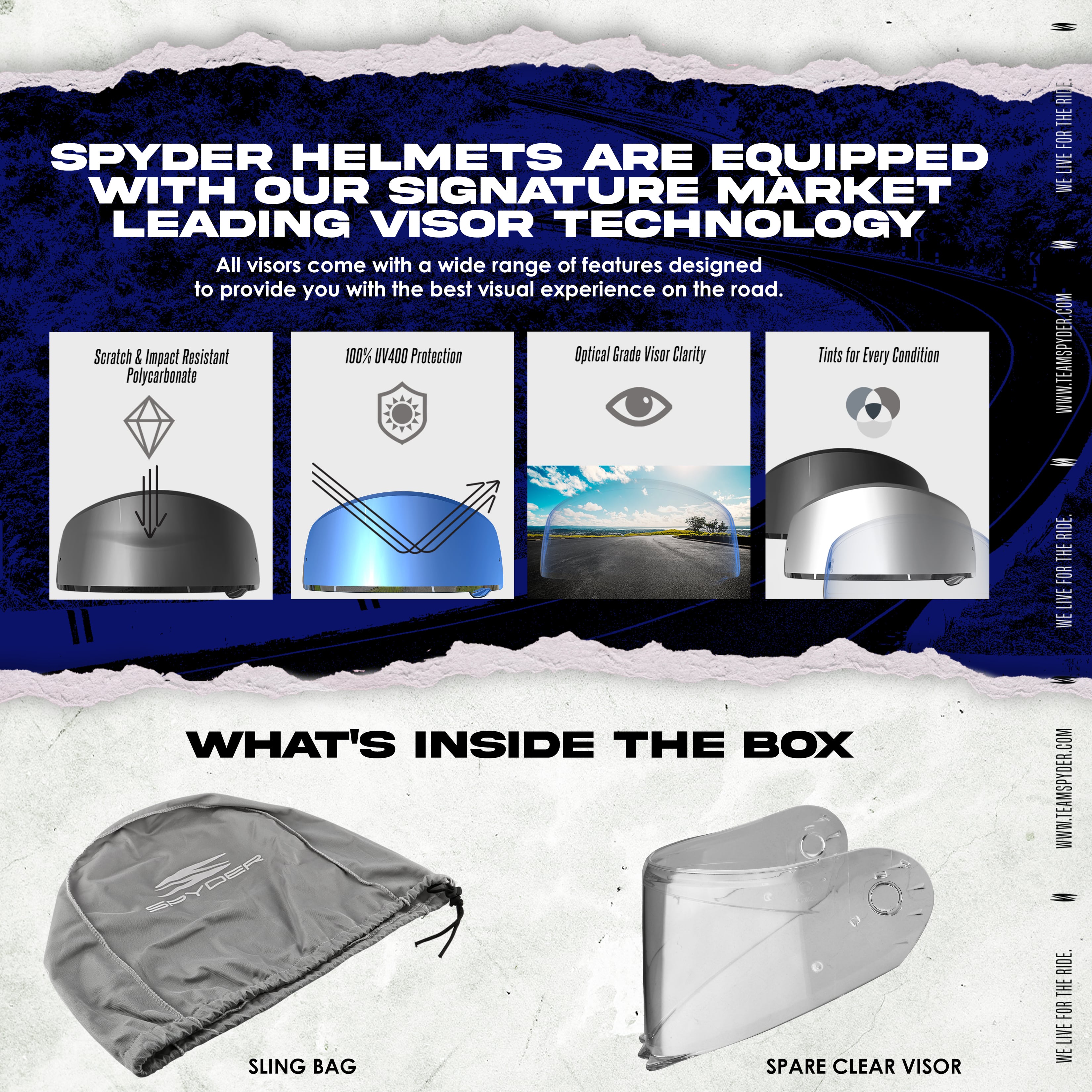 Spyder ROVER GD S2 - STORM Modular Dual Visor Motorcycle Hemet | ECE ...