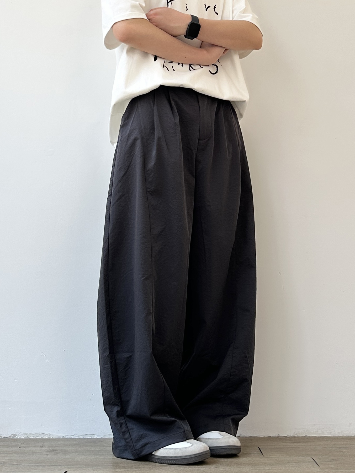 ACHSAWAKE Men's Trousers Solid-Colored Casual Loose Wide-Leg Cargo ...