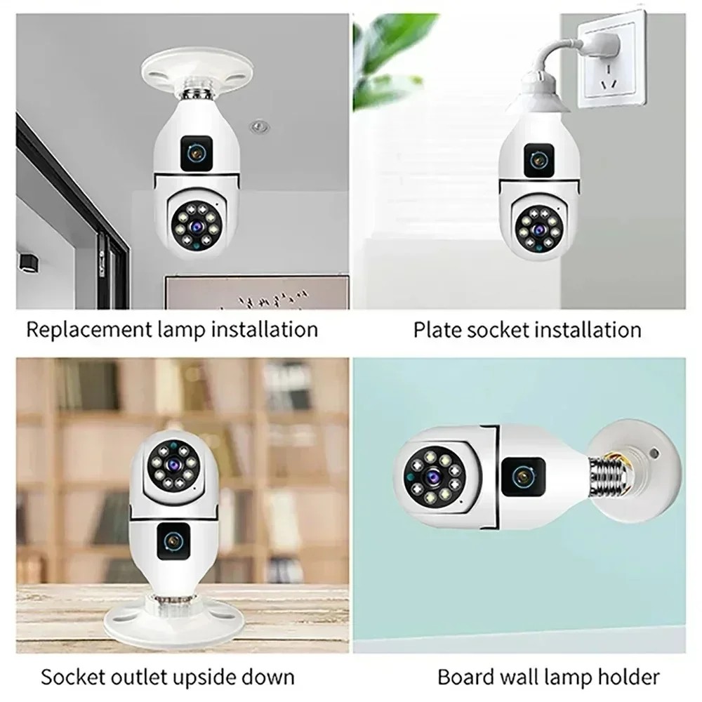 V380 8MP Dual Lens Bulb CCTV Camera Auto Tracking 360 Wi-Fi Connection ...
