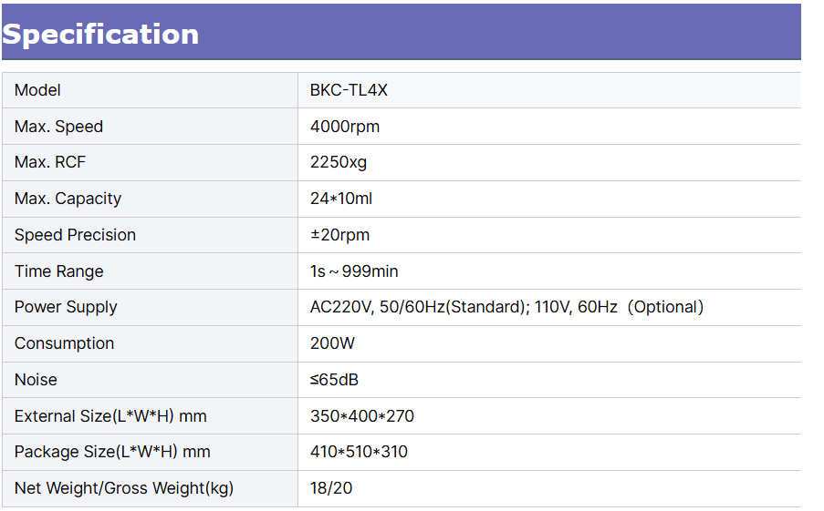 BT- TABLE TOP LOW SPEED REFRIGERATED CENTRIFUGE BKC-TL4X BIOBASE ...