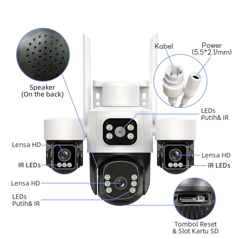 Three Lens 3 PTZ CCTV Camera Wifi Connect To Cellphone Waterproof Two ...