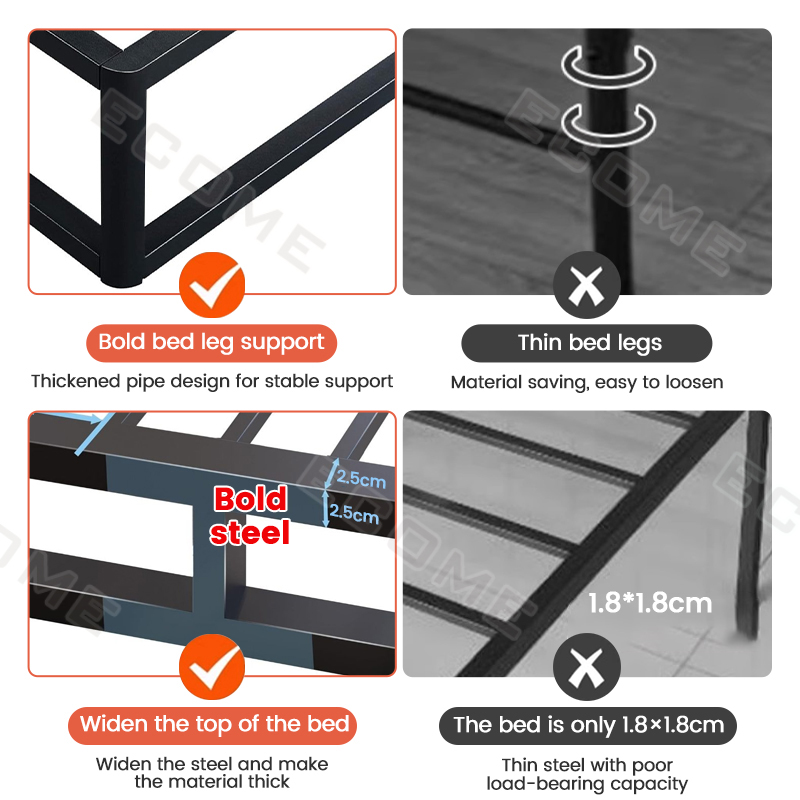 Royal Minimalist Iron Bed Frame Single\Double High Load Capacity ...