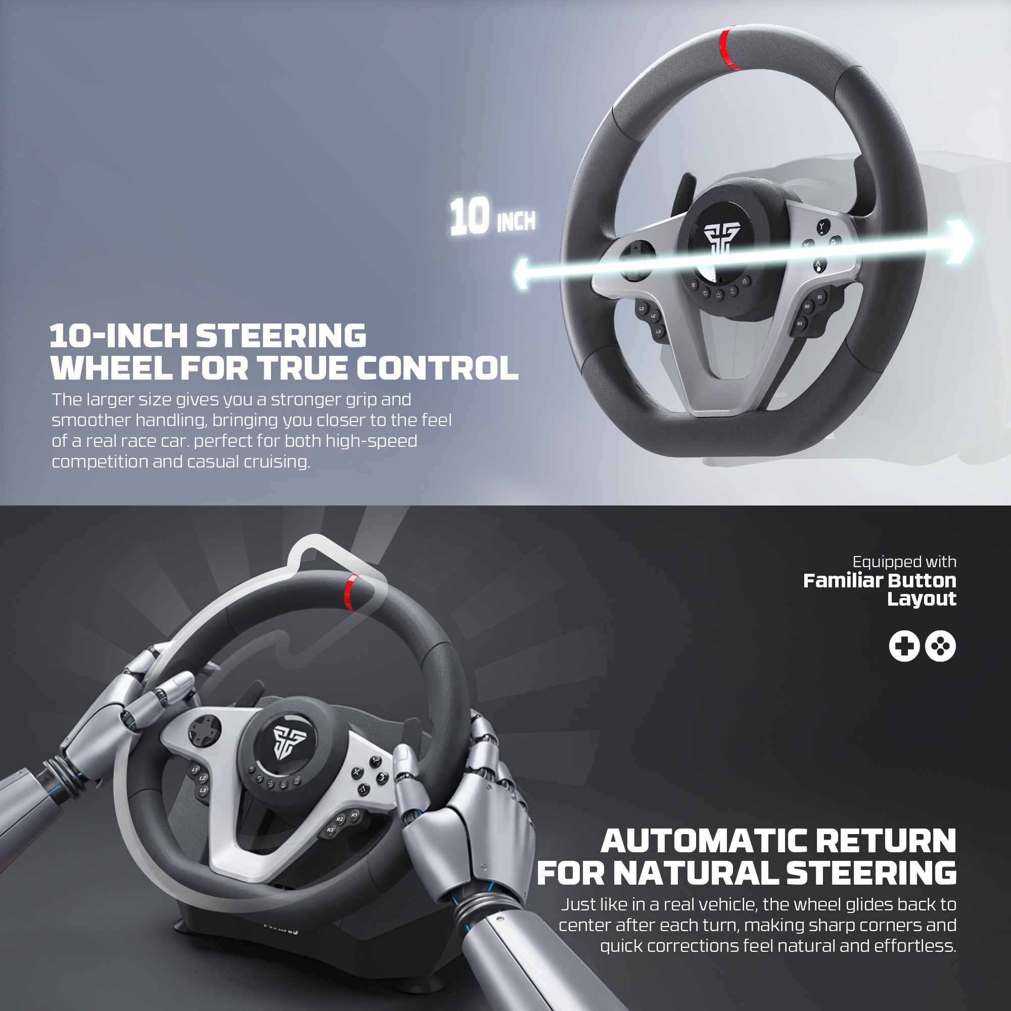 Fantech R1V2 Racing Steering Wheel Dual Motor Vibration PC Driving ...