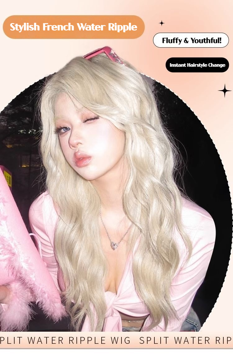 65CM Women Blonde Long Curly Wigs Natural Big Wave With Bangs Full Head ...