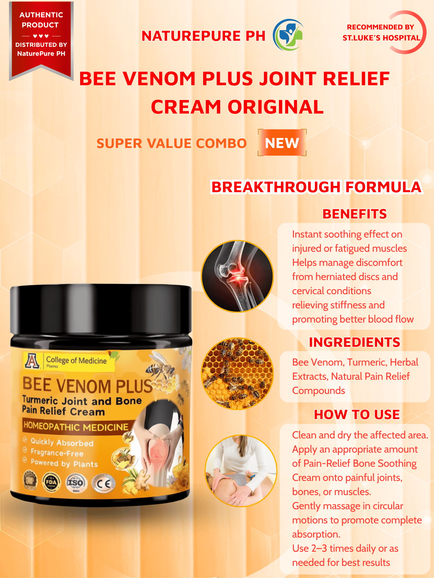 [SALE 60%] Bee Venom Plus Cream 60g – Arthritis Pain Relief & Joint ...