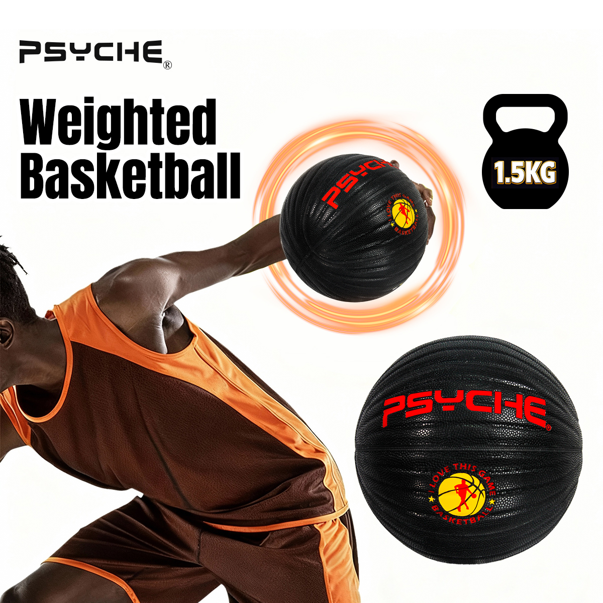 PSYCHE Weighted Basketball 1.5KG PU Leather Shooting Dribbling Drills ...