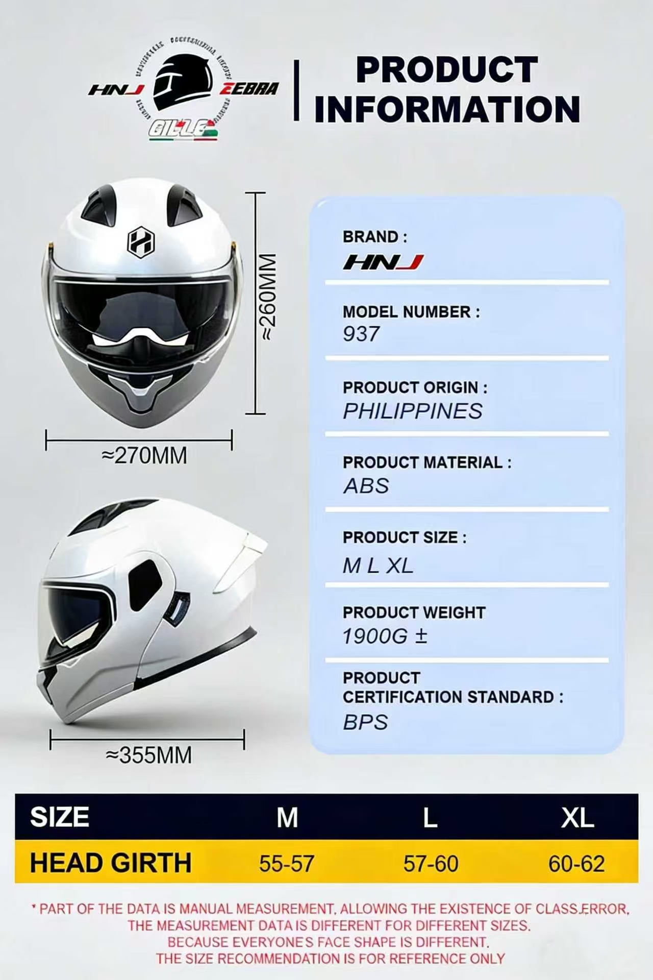 HNJ helmet 937 Modular helmet Dual visor Women Men Universal Helmet for ...