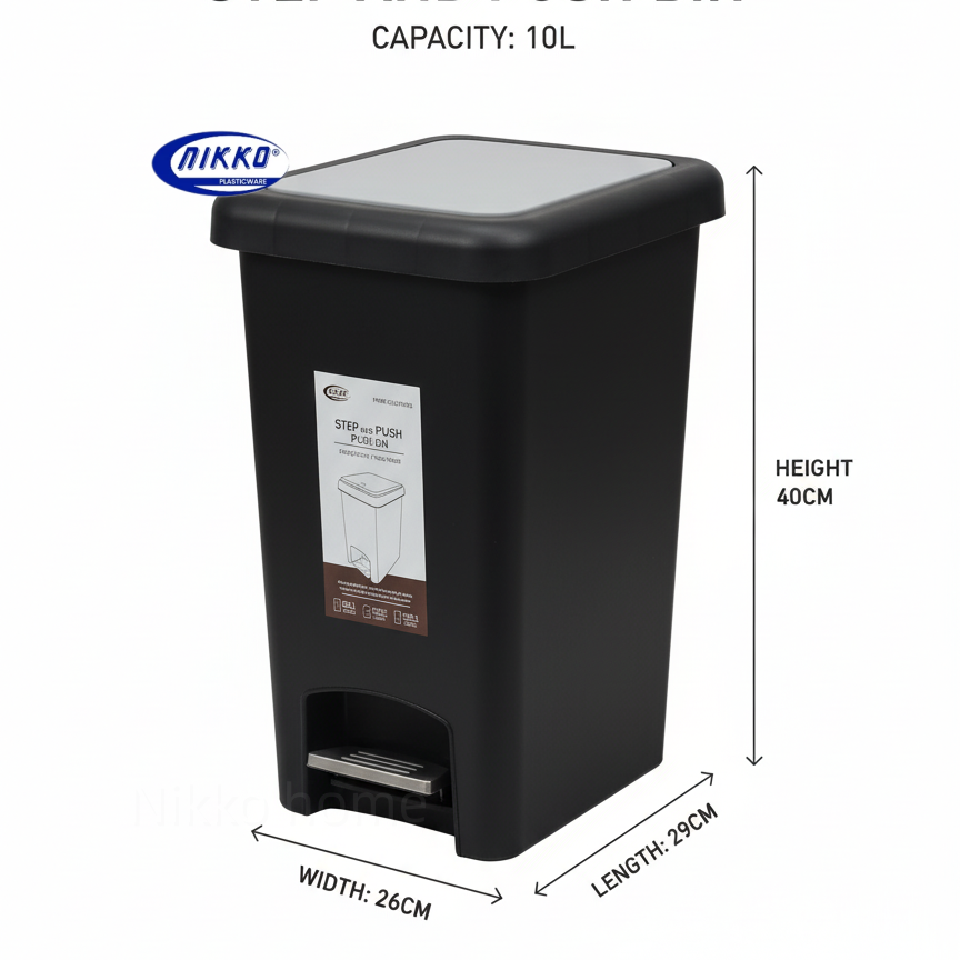 Nikko 8l18lstyle Trash Can Press Type Kitchen Bathroom Trash Bin 3785