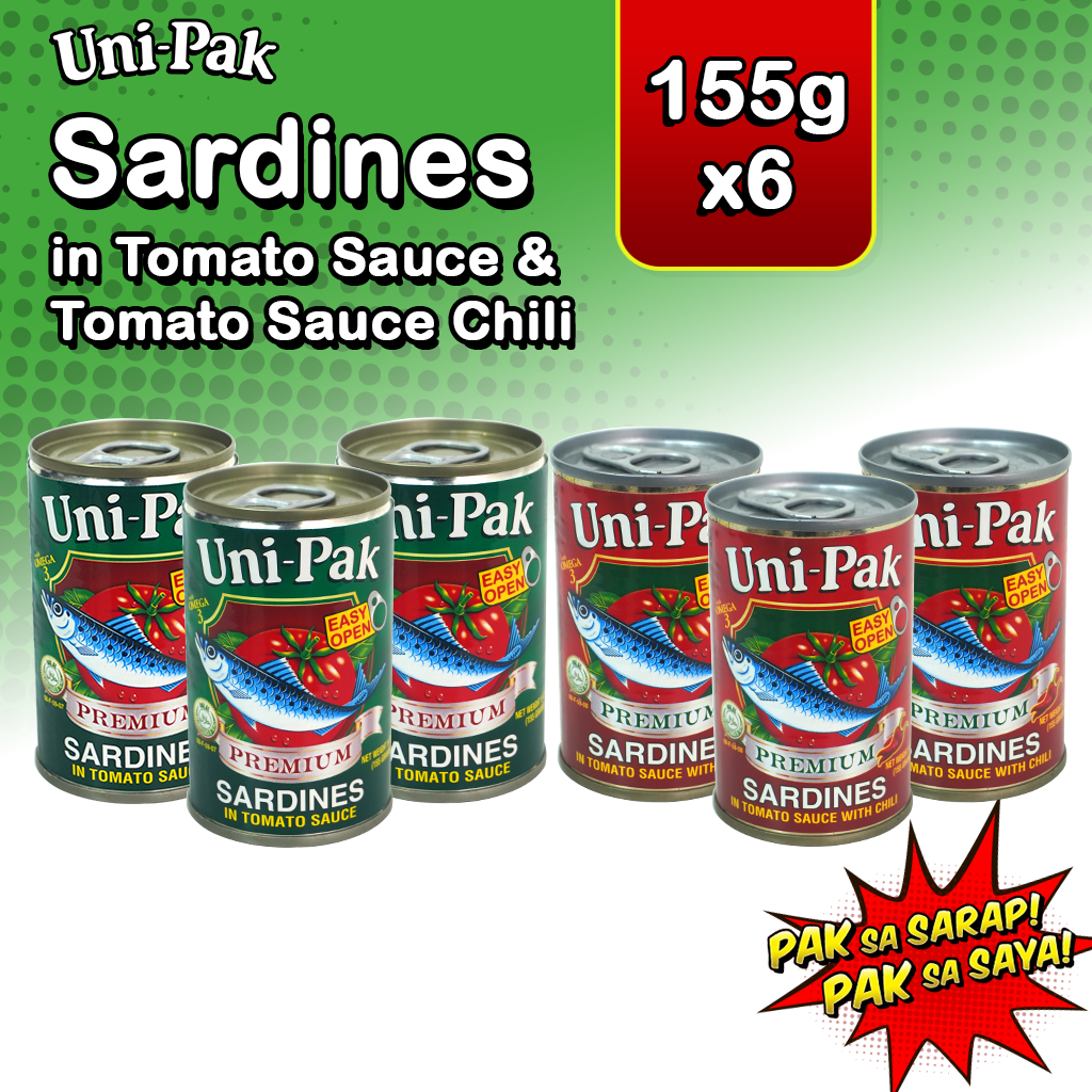 Uni-Pak Sardines in Tomato Sauce & Tomato Sauce Chili by 6s 155g ...