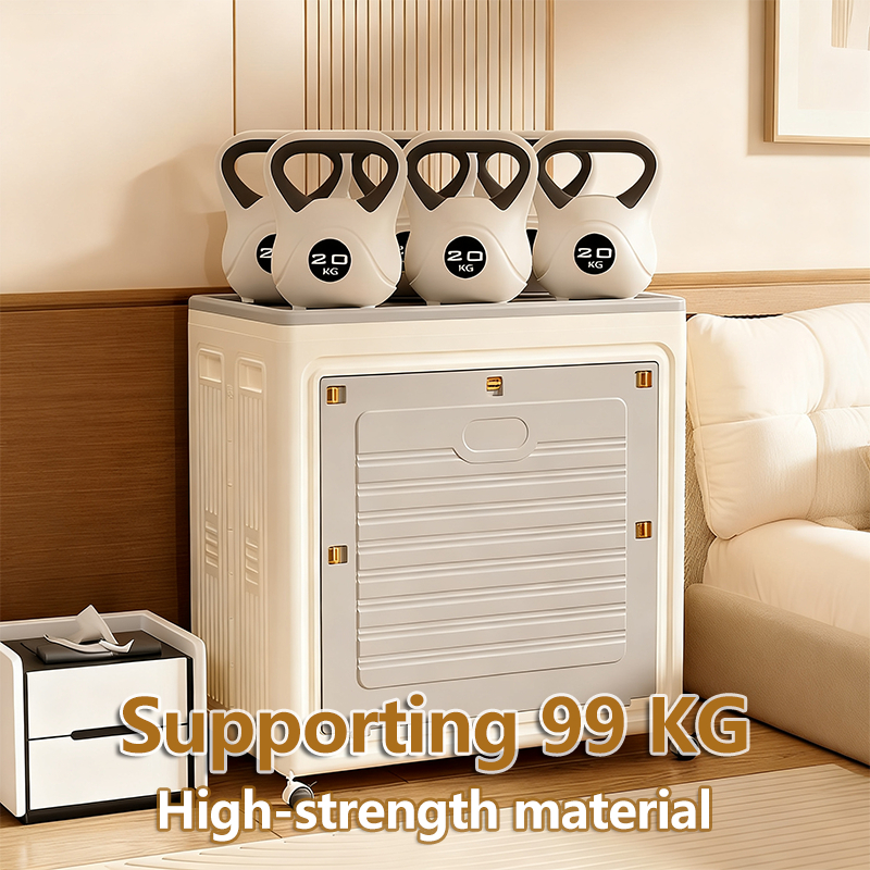 JOVNO Folding Storage Box Bedroom Flip-top Storage Cart 2 Door Bedside ...