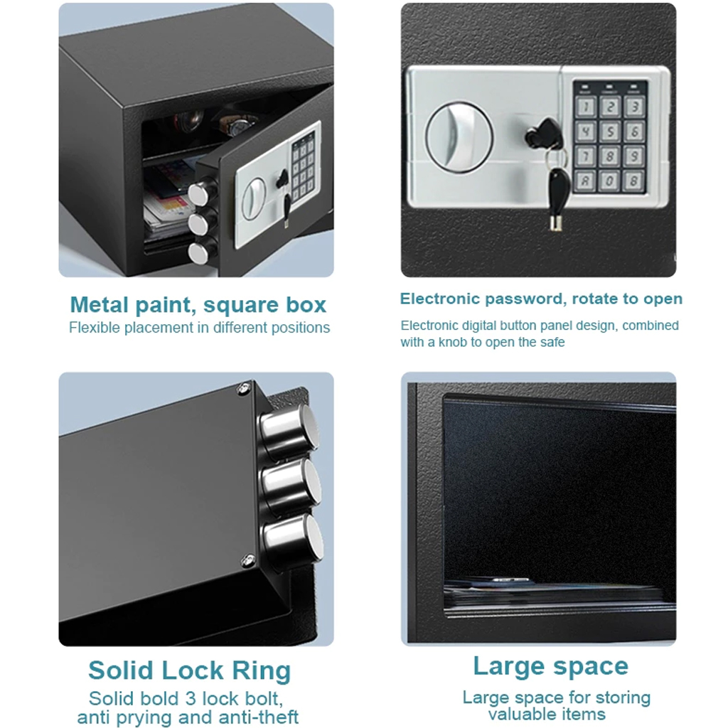 YAMY Safe box with lock and key Security Safety Box Fireproof All Steel ...