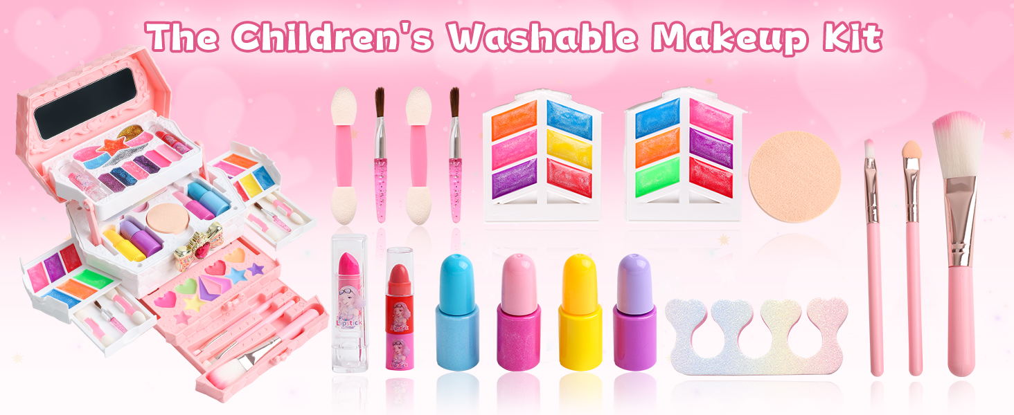 Oasia 45 in 1 Kids Makeup Kit Toys For Kids Girl Washable Makeup Set ...