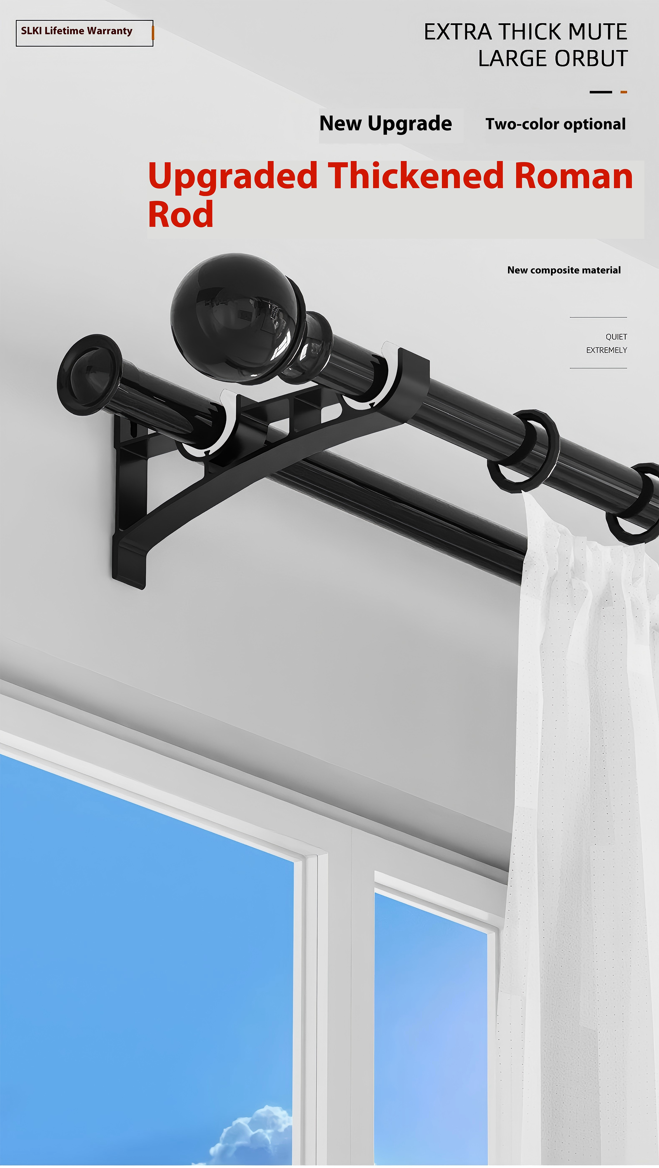 46-365 CM Curtain Rods Double Rod Brackets Suitable For Roman Blinds ...