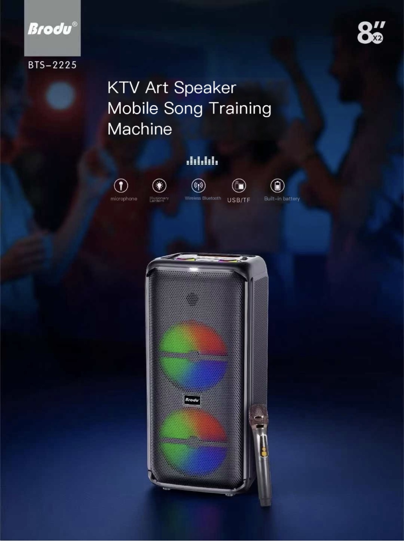 Brudo BTS-2225 55W IKARAOKE BOX Professional System Bluetooh Speaker ...