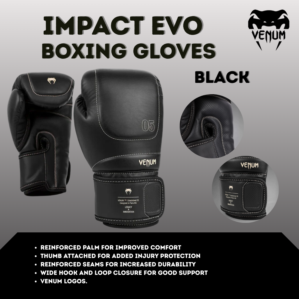 VENUM Impact Evo Boxing Gloves - Black | Shopee Philippines