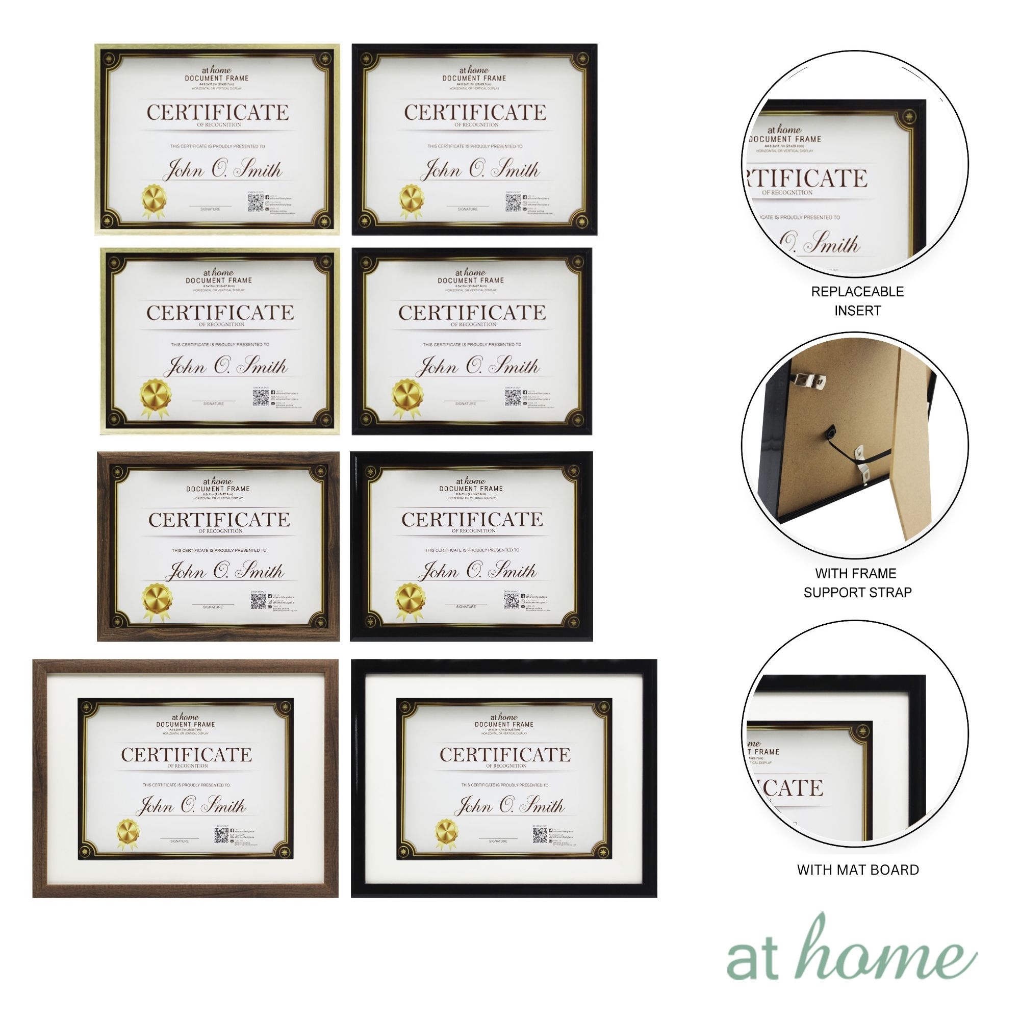 AT HOME Essential Bradly Certificate Frame – A4 or 8.5x11 Documents ...