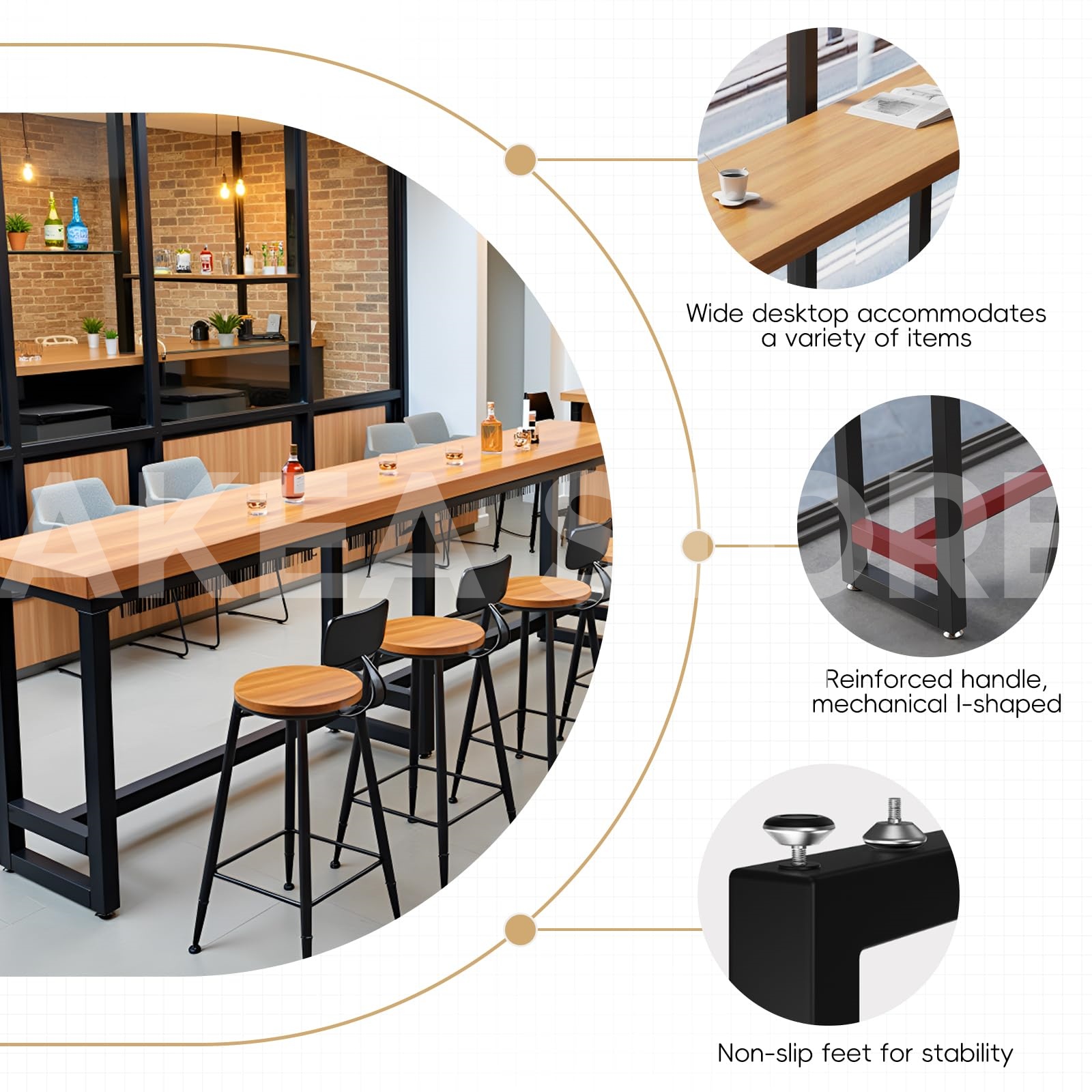 160/180cm Bar Table With Chair Family Living Room High Foot Table Long ...