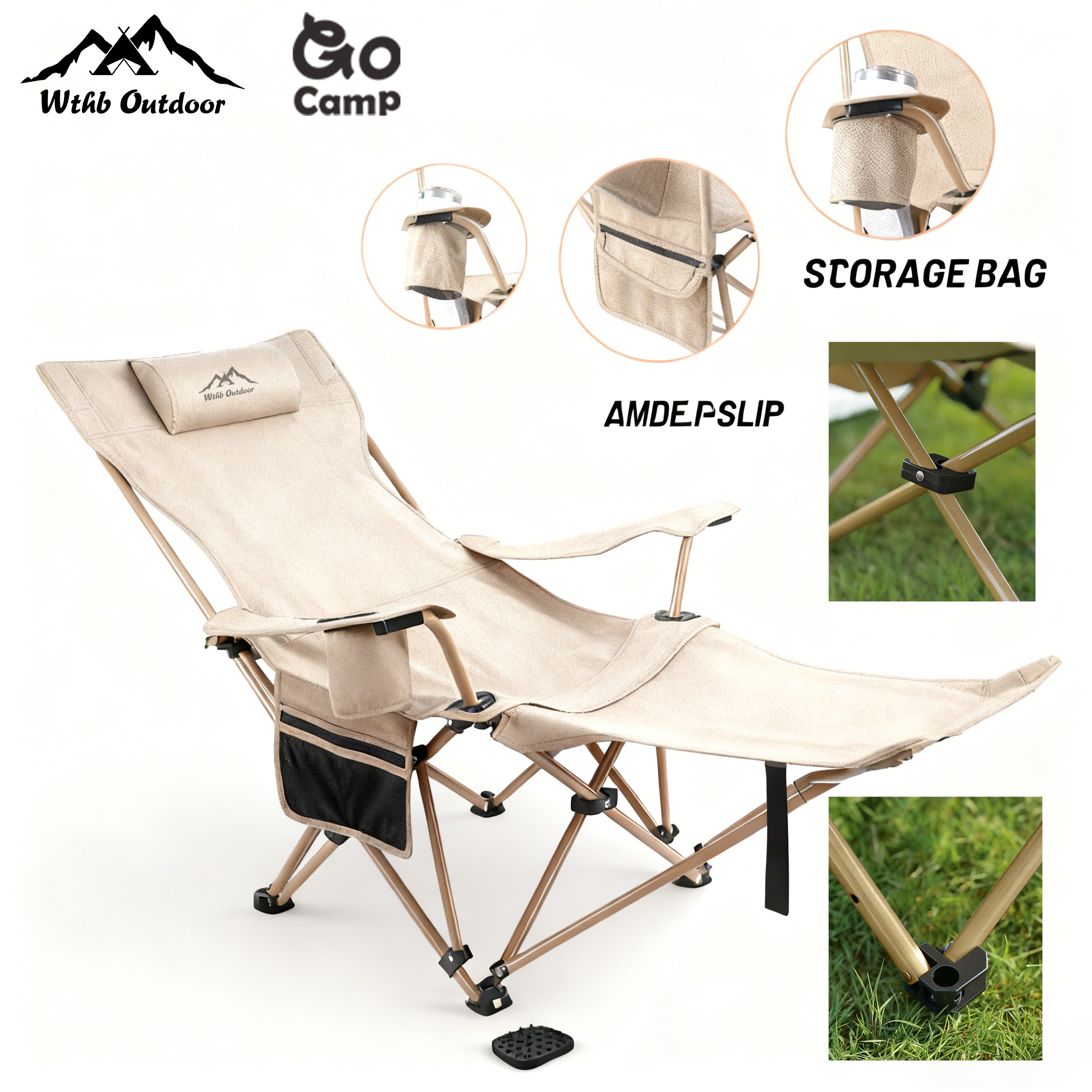WTHB Outdoor Folding Chair Recliner Portable Ultra-light Adjustable ...