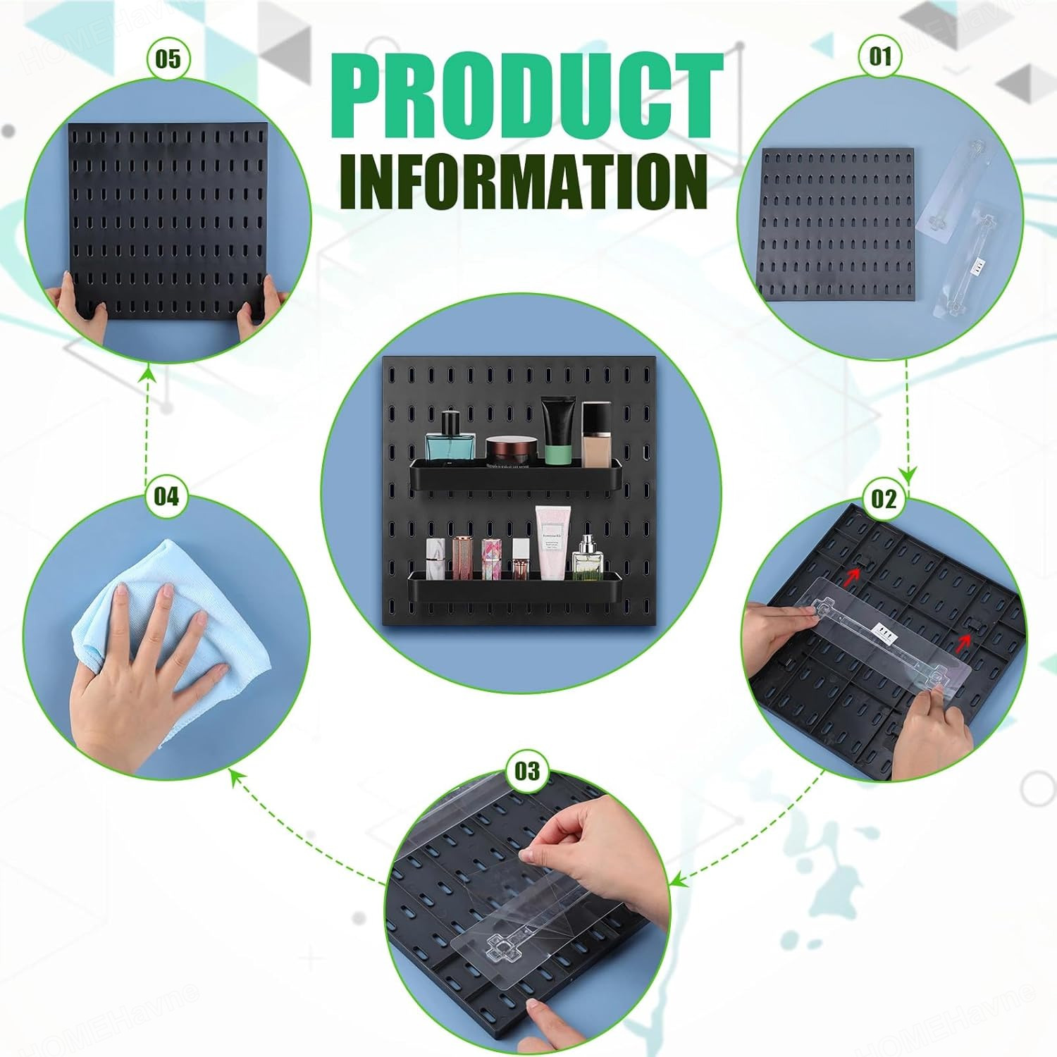 Desktop&Wall Pegboard Set Accessories Wall Shelf Pegboard Household ...