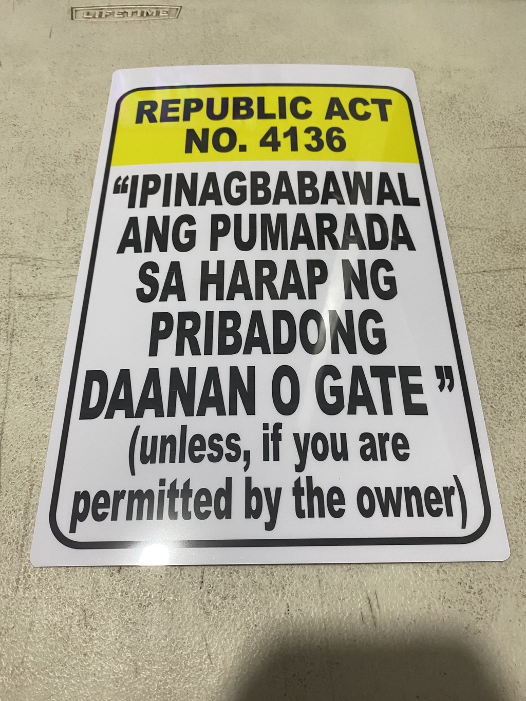 republic act no.4136 Made: By Hard PVC Plastic 7.8x11 | Shopee Philippines