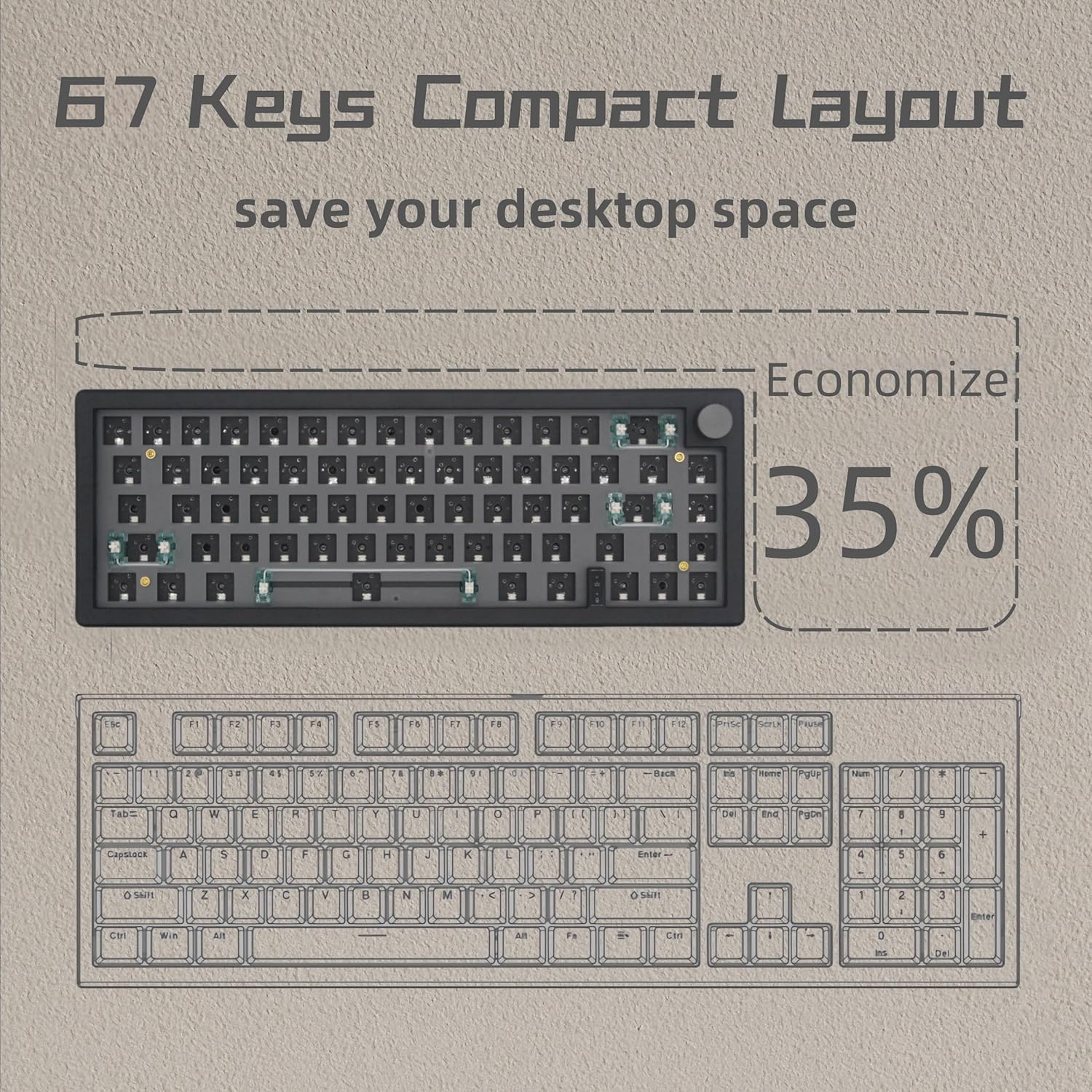 GMK67 Keyboard Kit 65% Hot Swappable Bluetooth 2.4G Wireless RGB ...