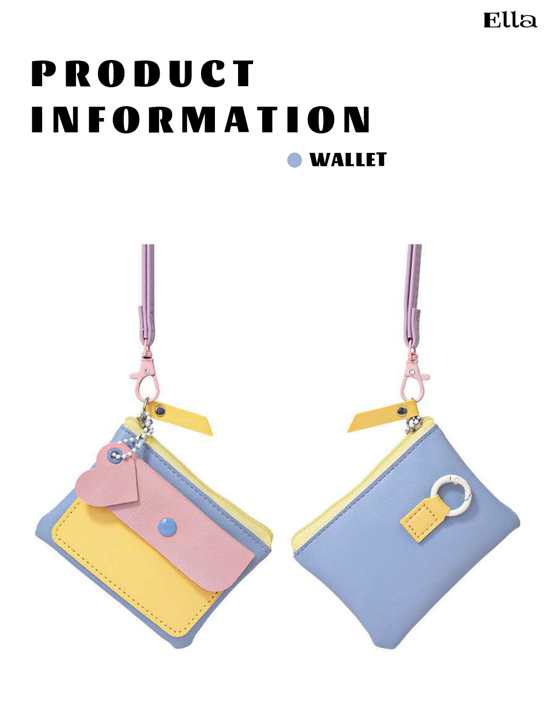 Ella Fashion PU Leather Girl Macron Color Coin Purse Contrasting Colors ...