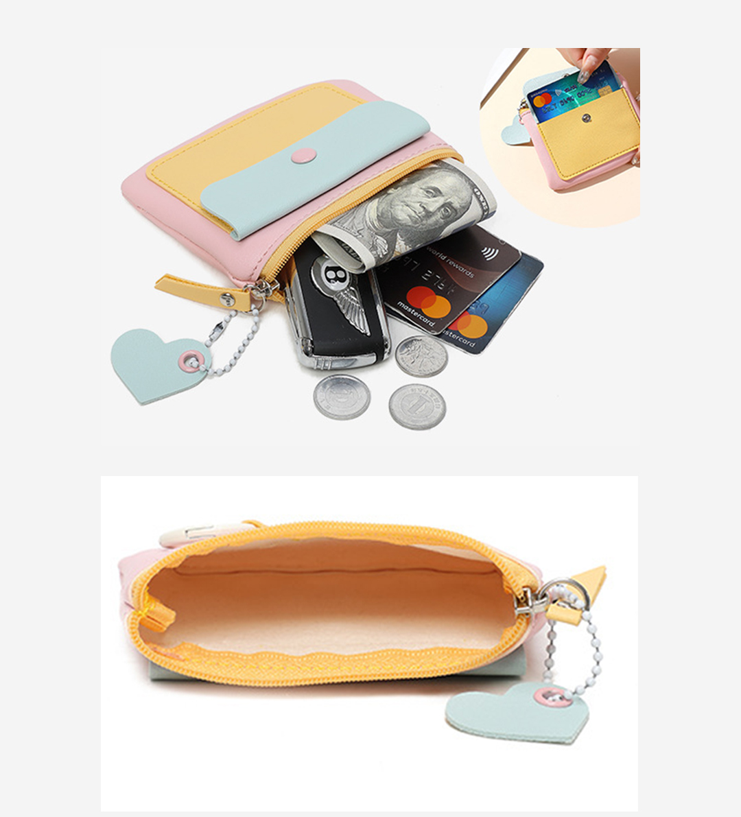 Ella Fashion PU Leather Girl Macron Color Coin Purse Contrasting Colors ...