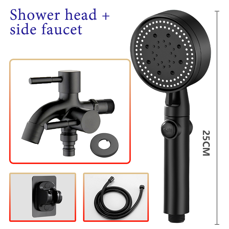 【BUY 1 FREE 1】4 in 1 Shower Head With Hose Set Black Shower Sprayer ...