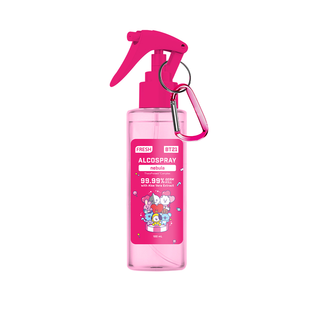 Fresh with BT21 Alcospray Nebula 99.99% Germ Kill (Hot Pink) 100 mL ...