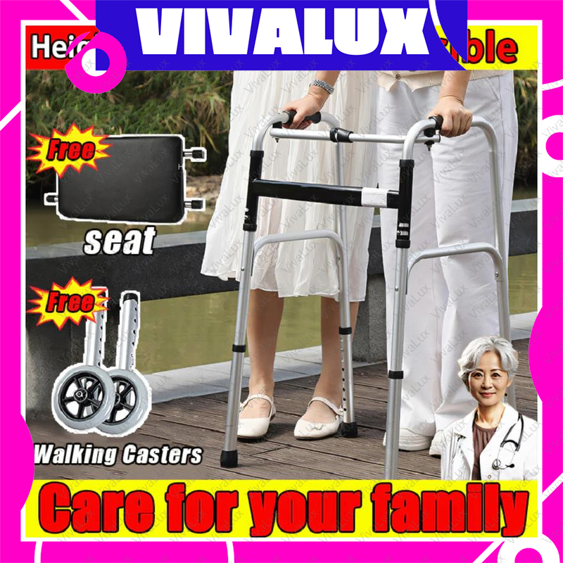 Heavy Duty Stainless Steel Foldable Walker For Elderly With Chair And ...