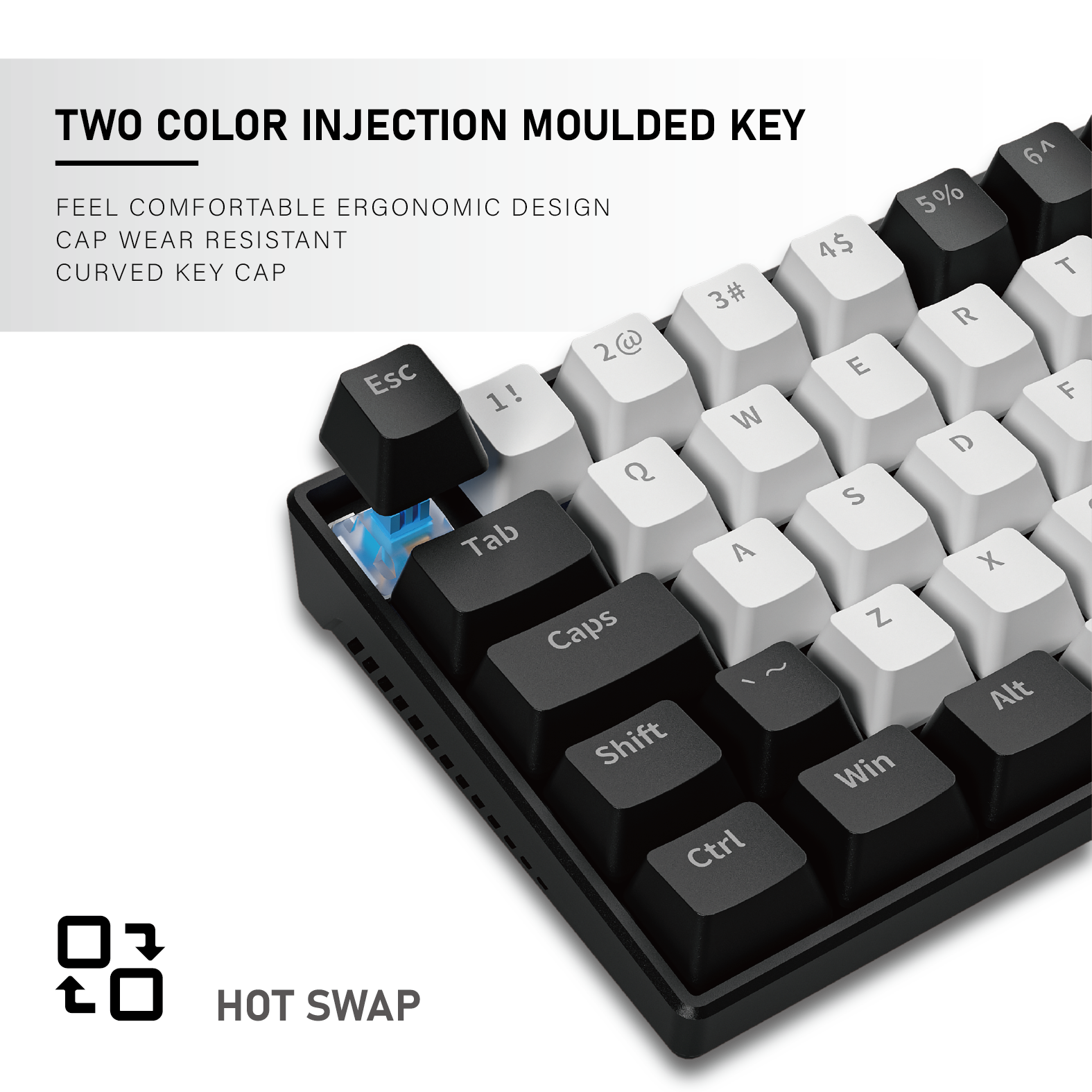 KA646 Mechanical Keyboard 63 Keys RGB Backlit Type-C Wired Hot ...