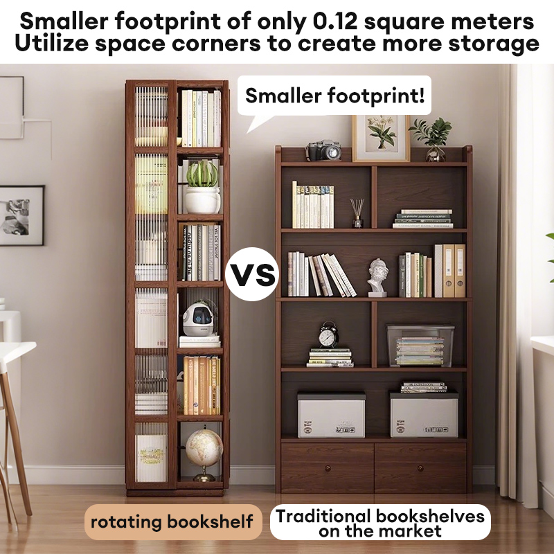 [COD] 360° Rotating Bamboo Bookshelf Storage Rack Dustproof Cabinet ...