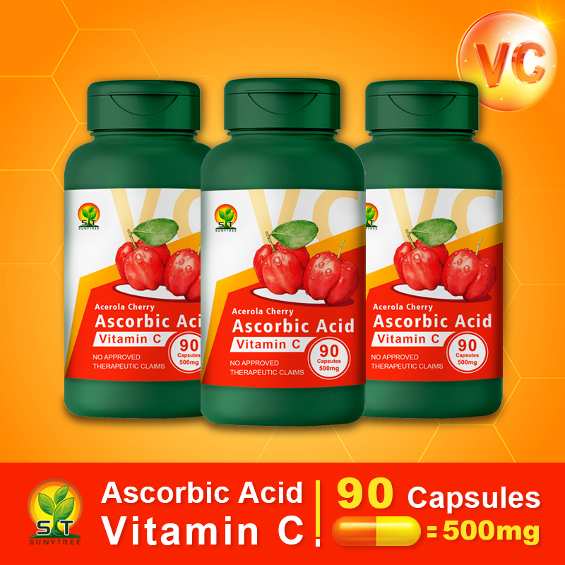 Sunytree Ascorbic Acid -500mg |90 Capsules-Supports Immune Health,Skin ...