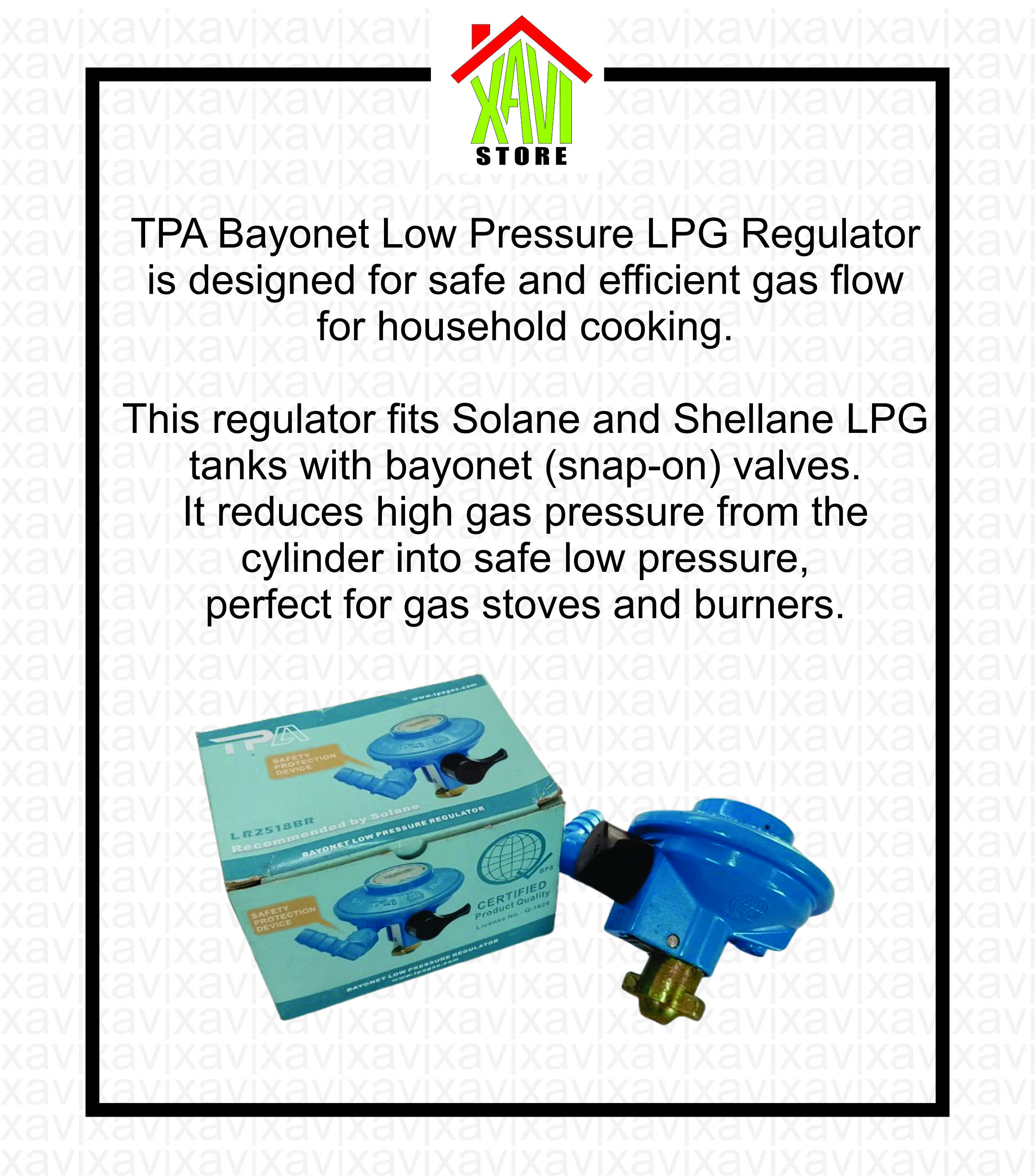 XAVI TPA Bayonet Low Pressure LPG Regulator | Solane / Shellane Snap-On ...